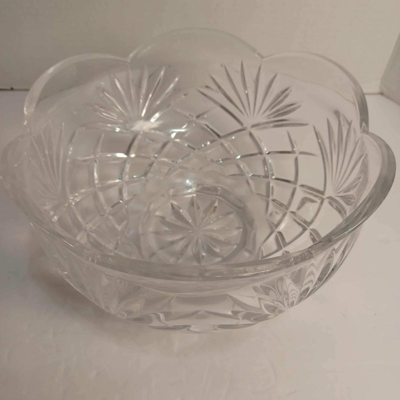 Dining | Vintage Lead Crystal Bowl Cut Glass Scalloped Edge Serving ...